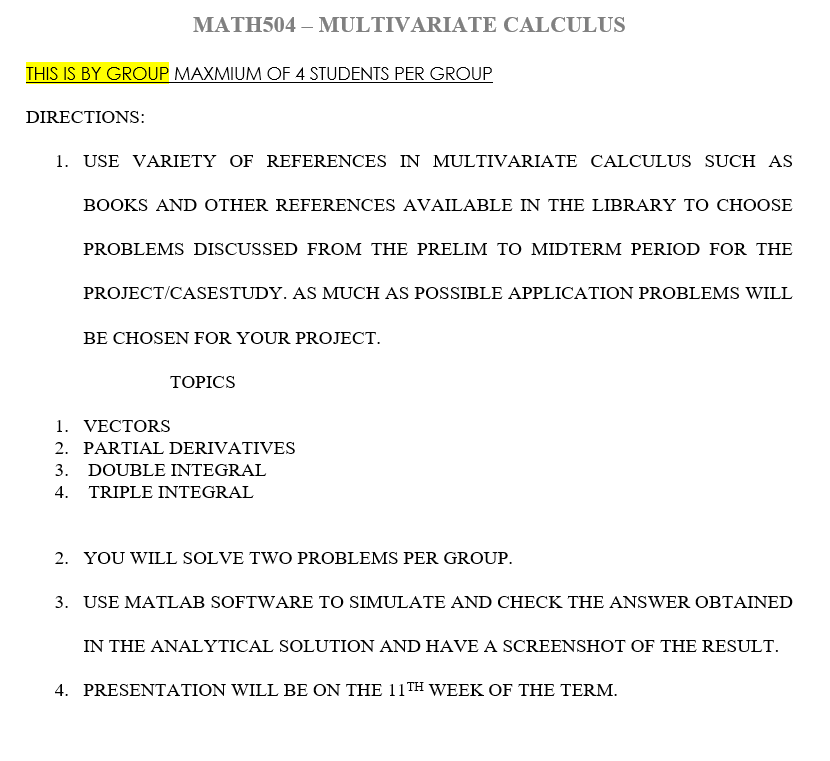 Solved MATH504 – MULTIVARIATE CALCULUS THIS IS BY GROUP | Chegg.com