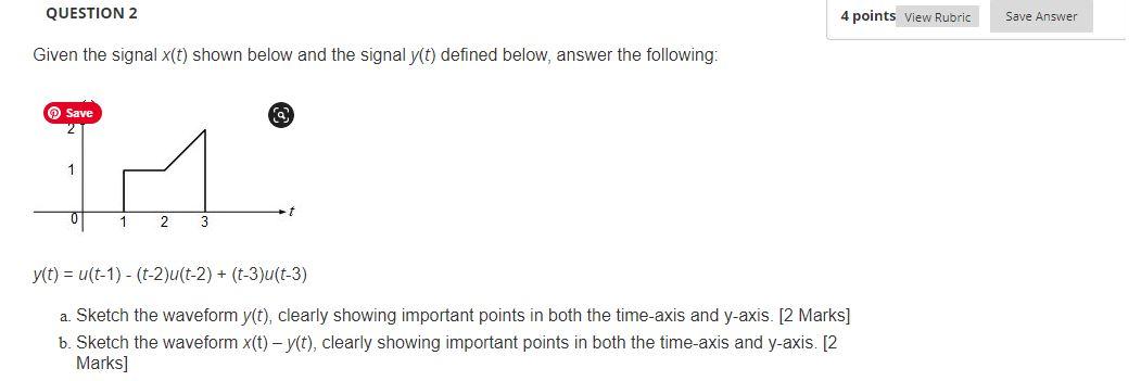 Solved QUESTION 2 4 points View Rubric Save Answer Given the | Chegg.com