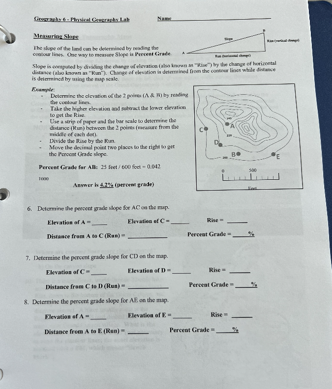 Solved Geography - Physical Geography Lab Name Measuring | Chegg.com