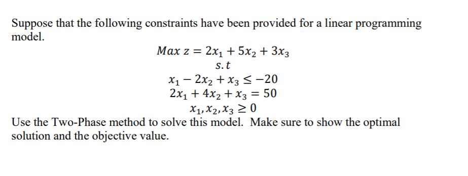 Solved Suppose that the following constraints have been | Chegg.com