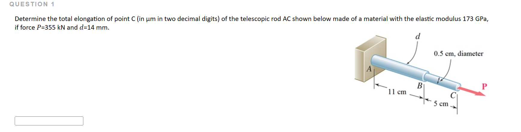 Solved QUESTION 1Determine the total elongation of point | Chegg.com