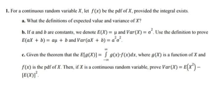 Solved For a continuous random variable X, let f(x) be the | Chegg.com