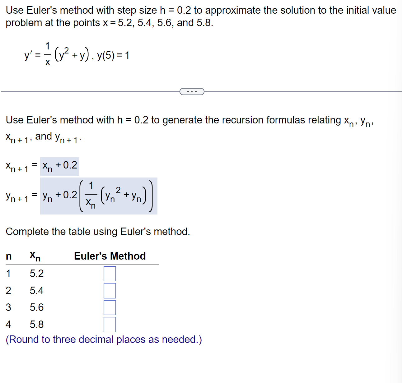 Solved Use Euler's method with h=0.2 ﻿to generate the | Chegg.com
