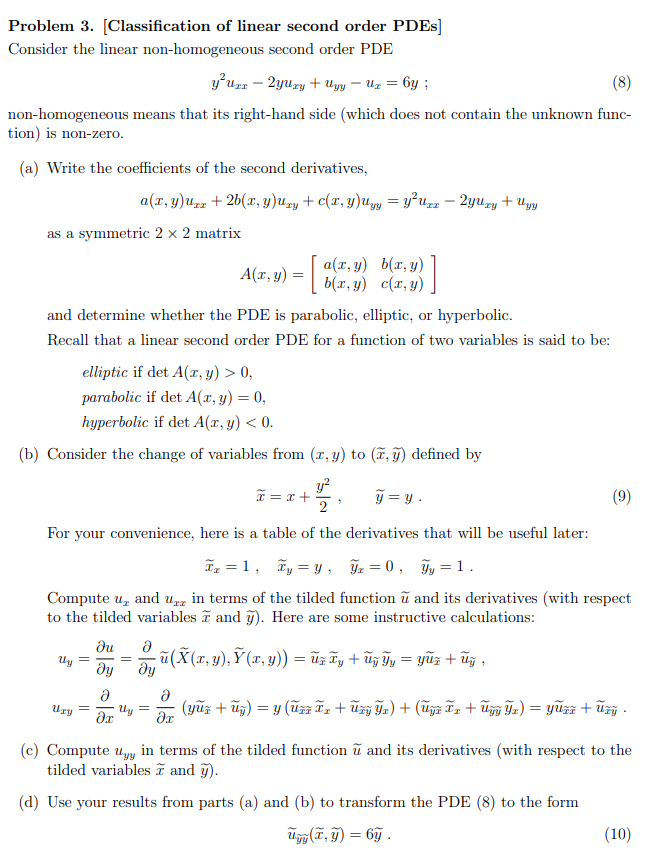 Solved A(x, y) = [ Problem 3. (Classification of linear | Chegg.com