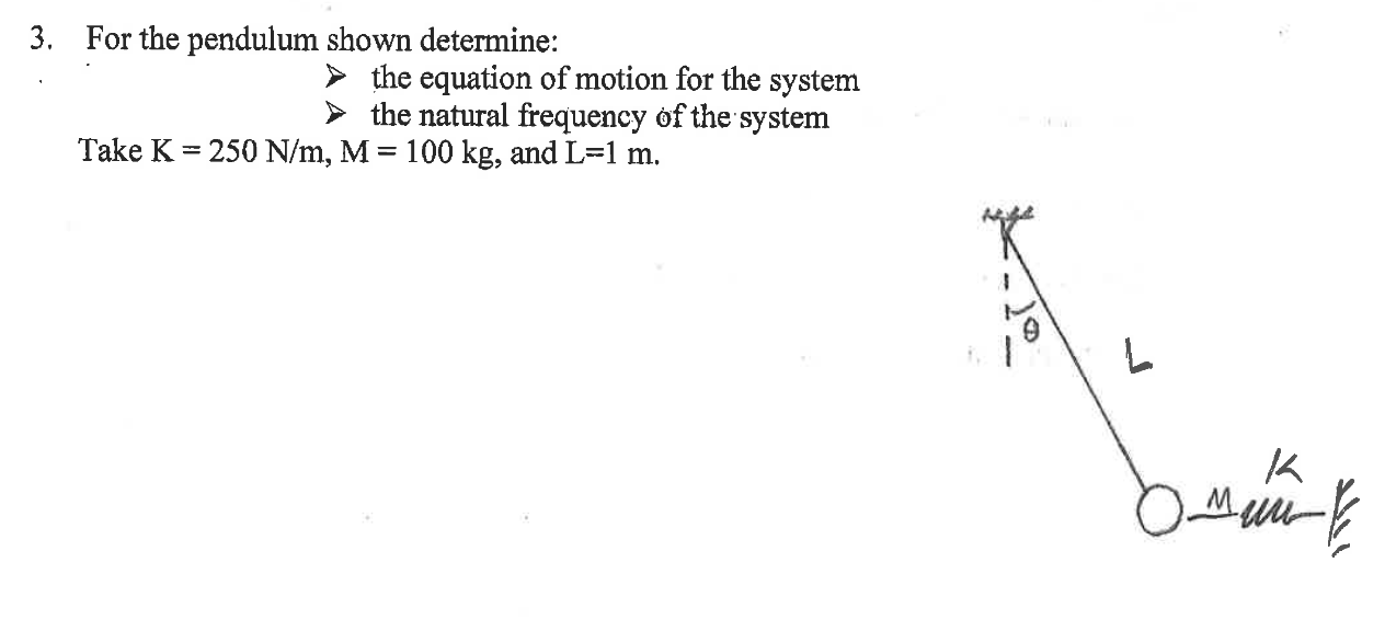 Solved For the pendulum shown determine (Using Moment | Chegg.com