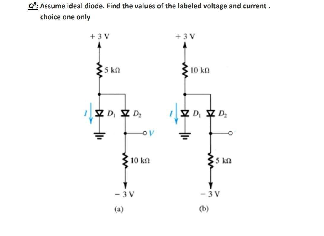 Solved Assume ideal diode. Find the values of the labeled | Chegg.com