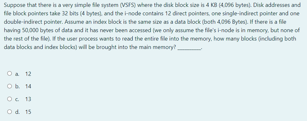 Solved Suppose that there is a very simple file system | Chegg.com