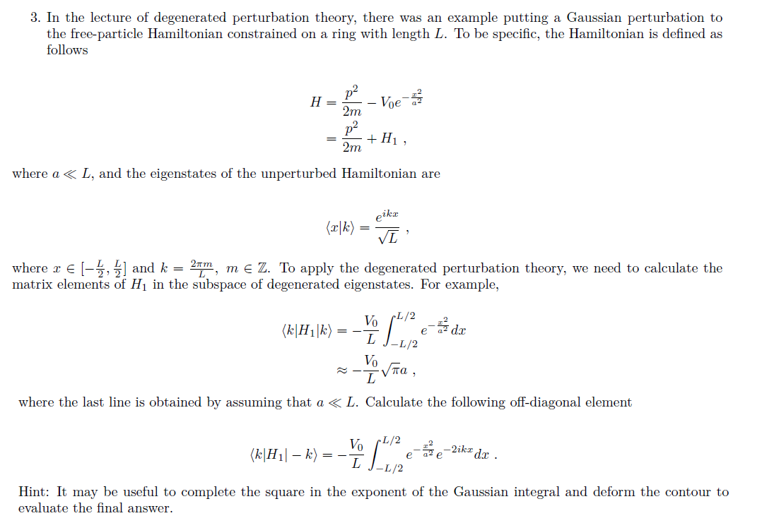 Solved 3. In the lecture of degenerated perturbation theory, | Chegg.com
