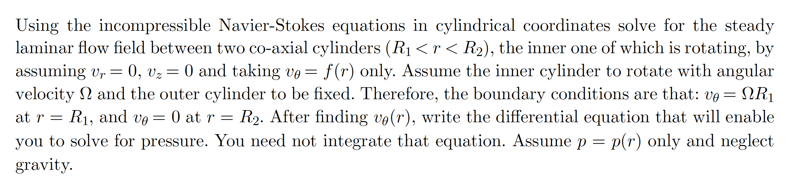 Solved - Uz - - Using the incompressible Navier-Stokes | Chegg.com