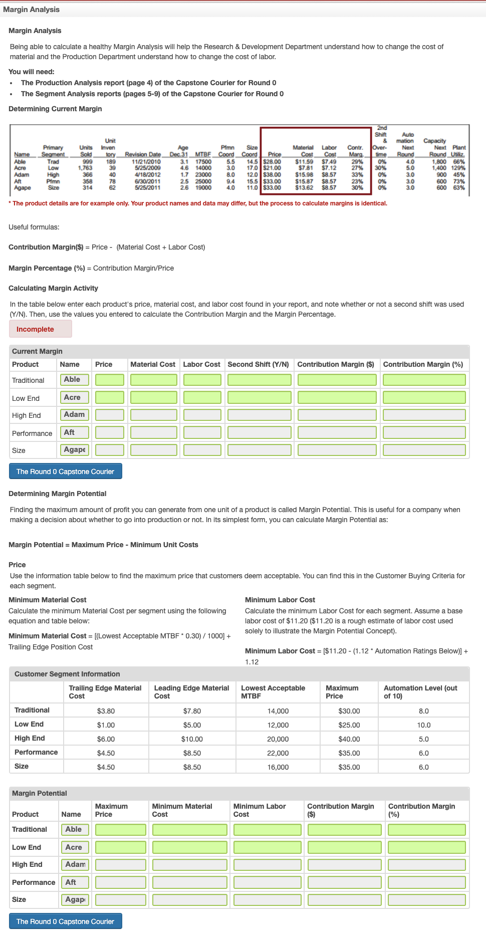 Solved Margin Analysis Margin Analysis Being able to | Chegg.com