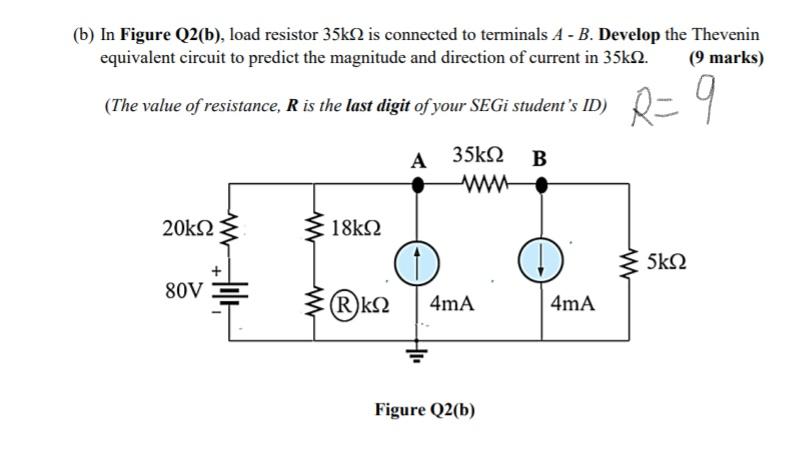 Solved (b) In Figure Q2(b), load resistor 35k is connected | Chegg.com
