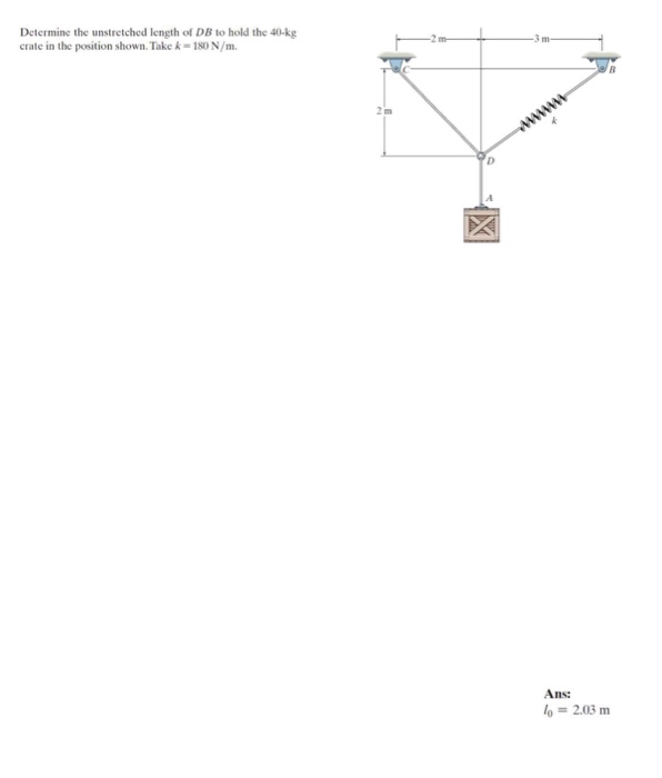 Solved Determine the unstretched length of DB to hold the | Chegg.com