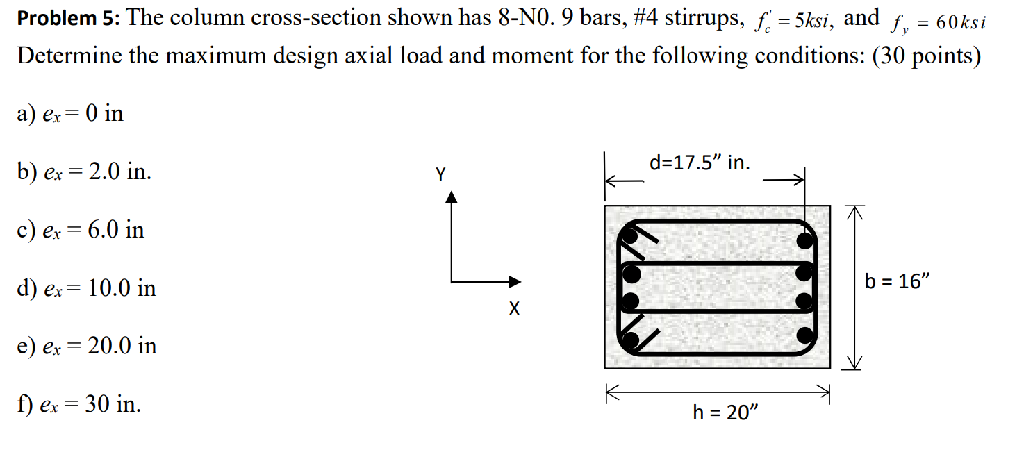 Solved Problem 5: The column cross-section shown has 8-N0. 9 | Chegg.com