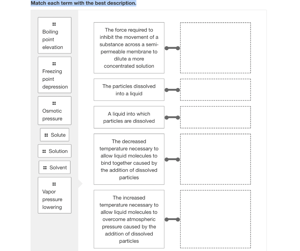 Solved Match each term with the best description. : Solute | Chegg.com
