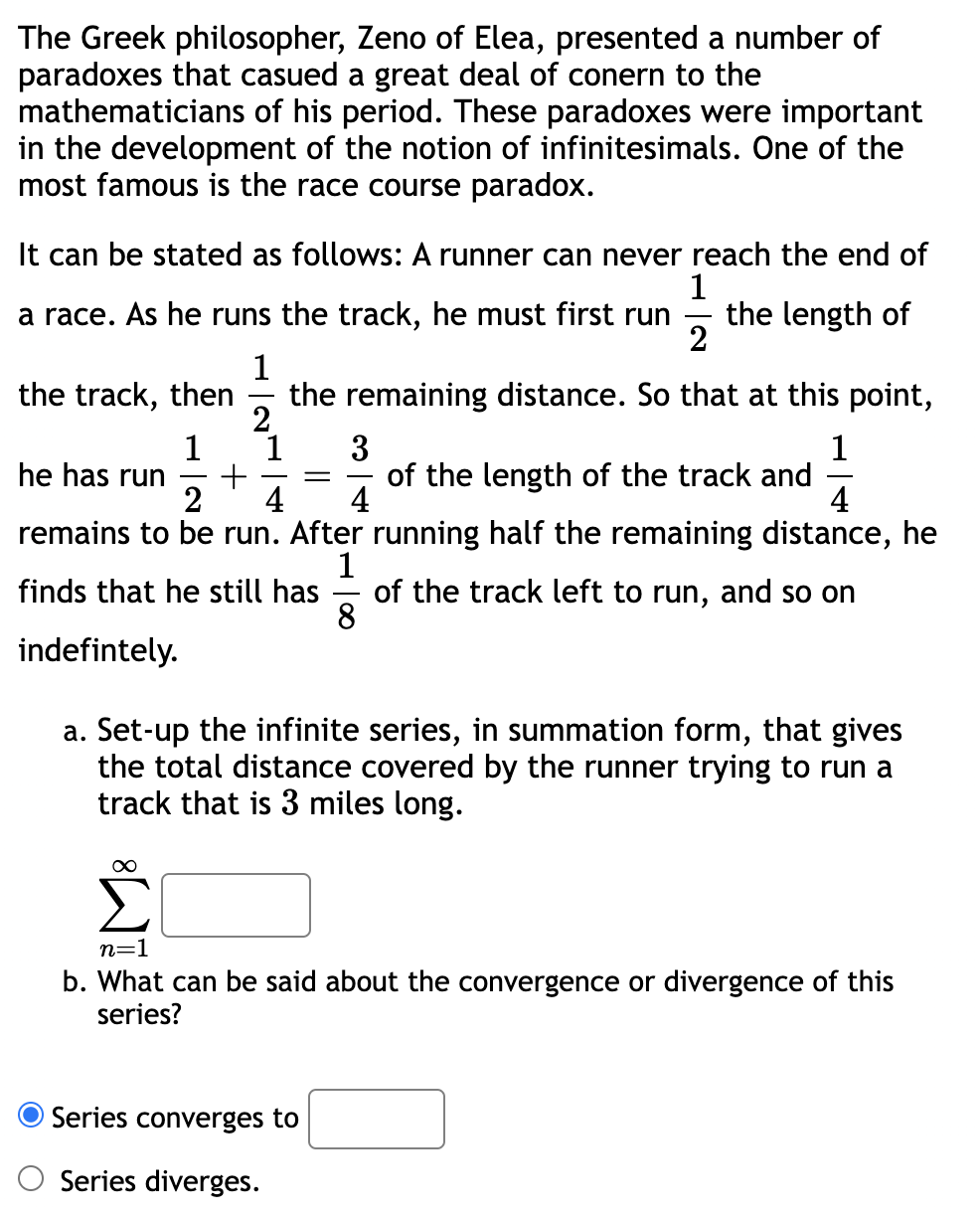 Solved The Greek philosopher, Zeno of Elea, presented a | Chegg.com