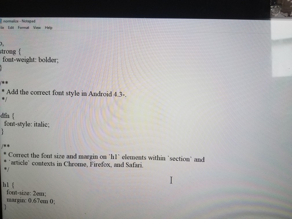 normalize- Notepad File Edit Format View Help /*! | Chegg.com