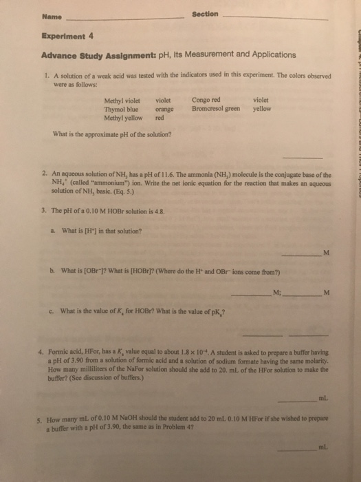 Solved Section Name Experiment 4 Advance Study Assignment: | Chegg.com