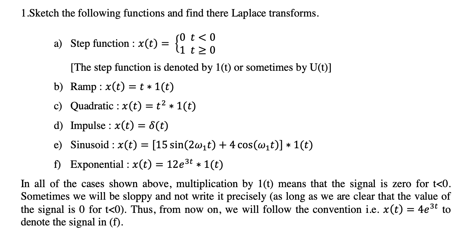 Solved 1.Sketch the following functions and find there | Chegg.com