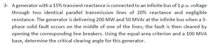 Solved 3- ﻿A generator with a 15% ﻿transient reactance is | Chegg.com
