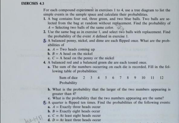 Solved EXERCISES 4.3 For each compound experiment in | Chegg.com