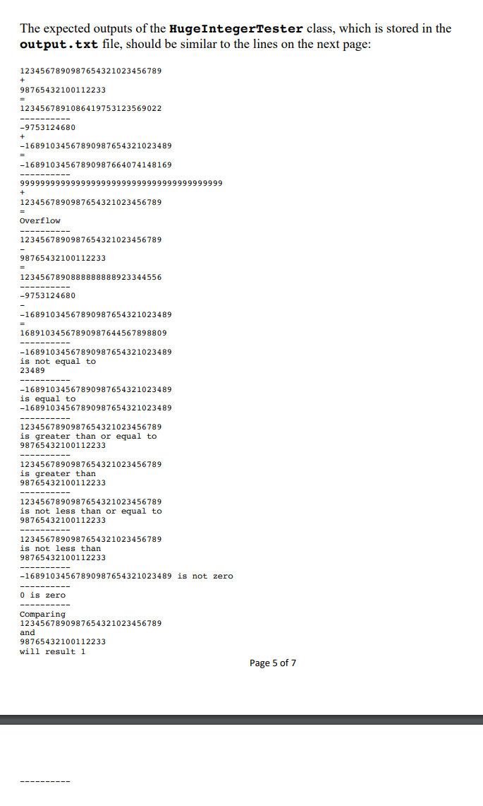 Solved Problem 1 (60 marks) Part A: Create a class Huge | Chegg.com