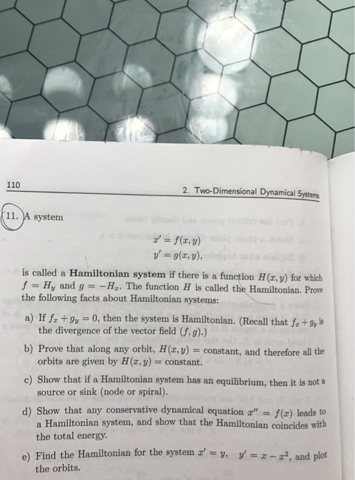 Solved 110 2. Two-Dimensional Dynamical Systems 11. A system | Chegg.com