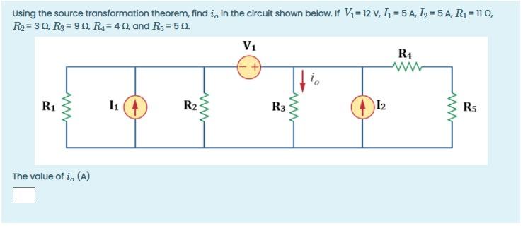 Solved Using the source transformation theorem, find i, in | Chegg.com