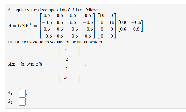 Solved A singular value decomposition of A is as follows: | Chegg.com