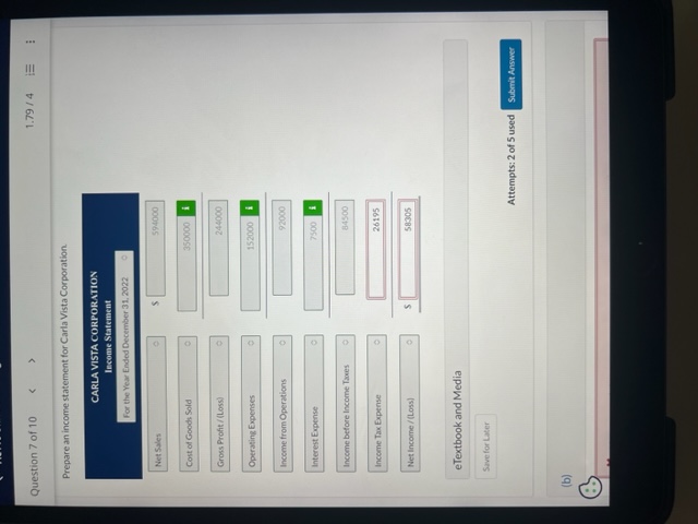 Solved in 2022 carla vista corporation had net sales of | Chegg.com