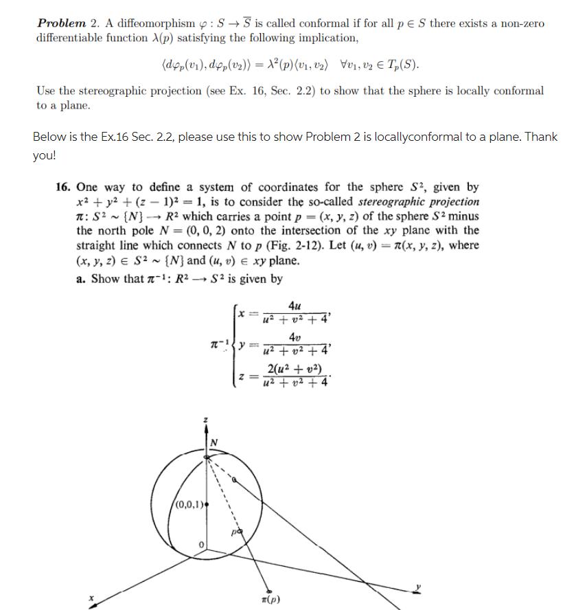 Solved Problem 2. A diffeomorphism φ:S→Sˉ is called | Chegg.com