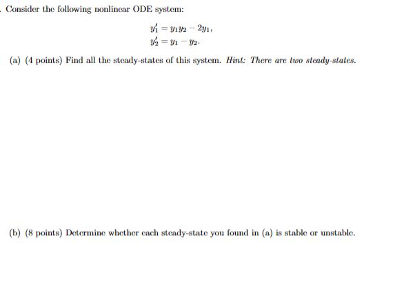 Solved Consider The Following Nonlinear Ode