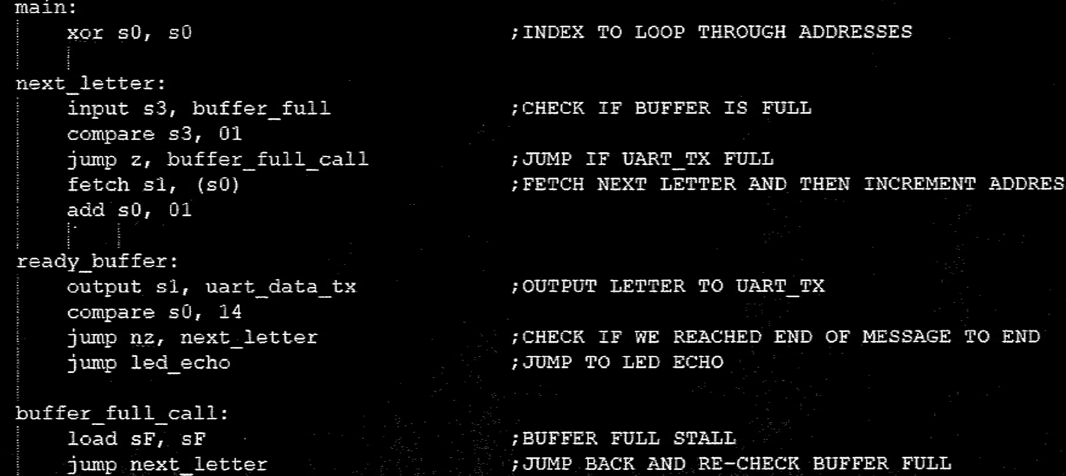 Solved led_echo and rs232_echo: Explain the code below to | Chegg.com