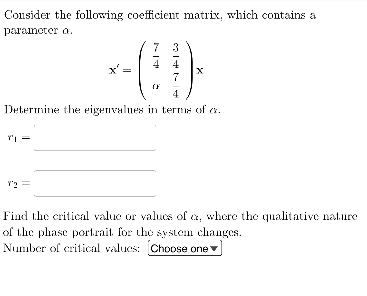 Solved Consider the following coefficient matrix, which | Chegg.com