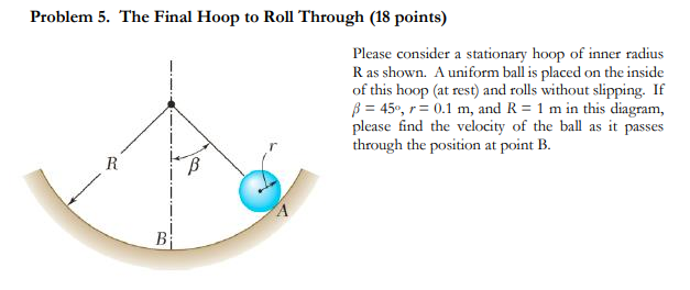 Solved Problem 5. The Final Hoop to Roll Through (18 points) | Chegg.com