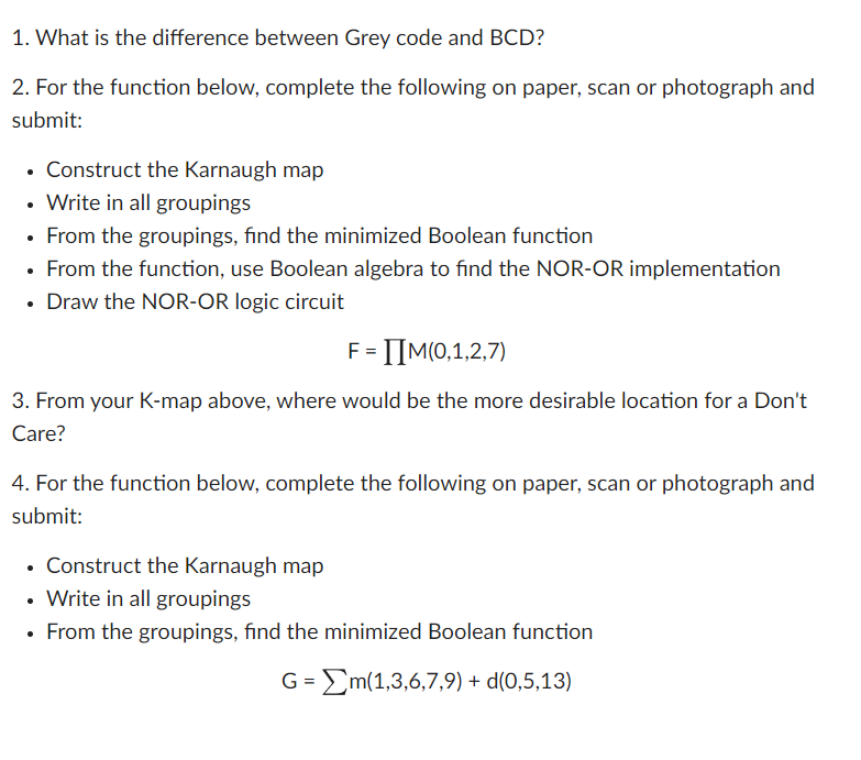 Solved 1. What is the difference between Grey code and BCD? | Chegg.com