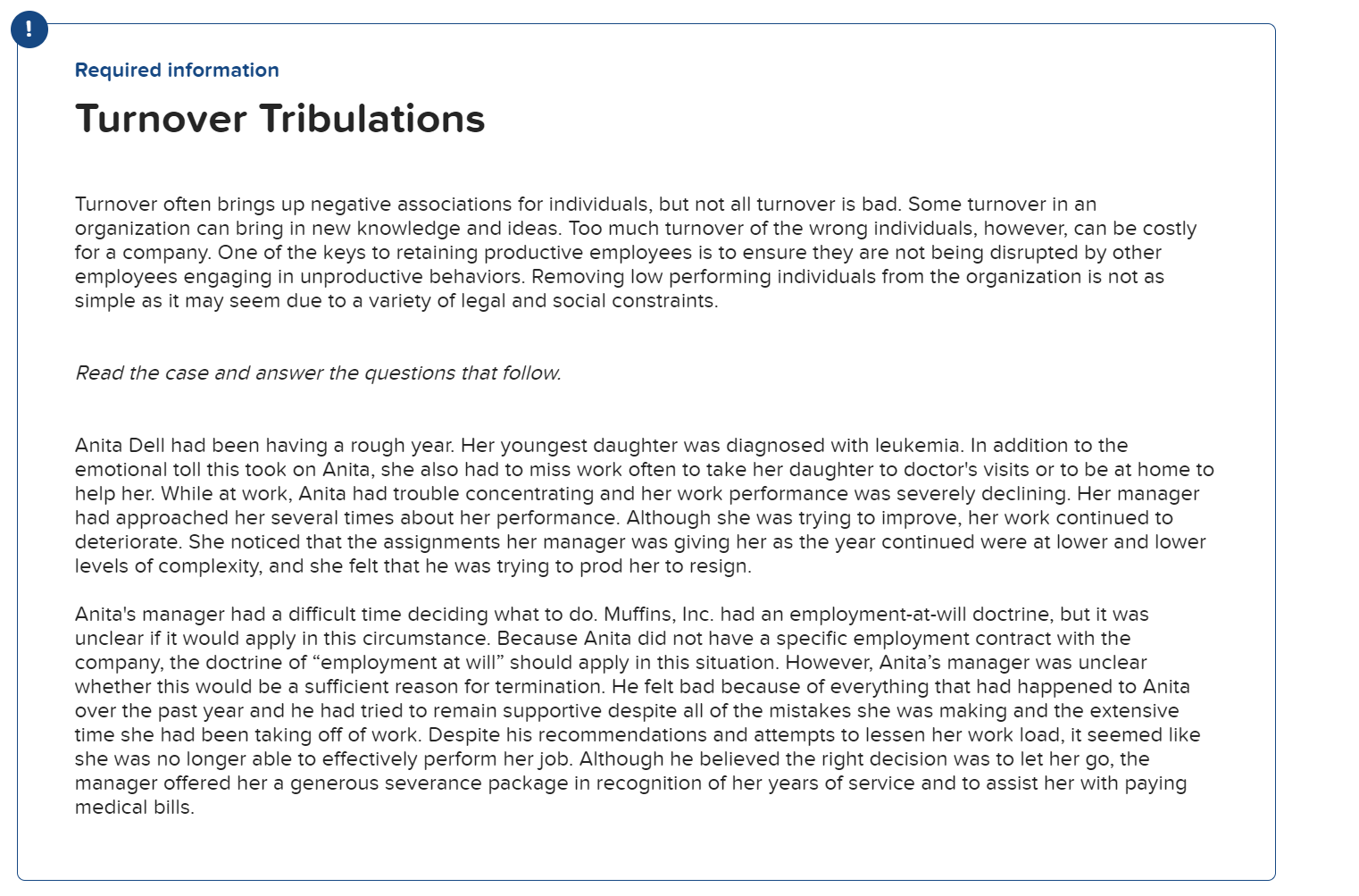 Solved Required information Turnover Tribulations Turnover | Chegg.com