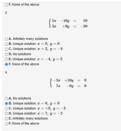 Solved For each system, determine whether it has a unique | Chegg.com