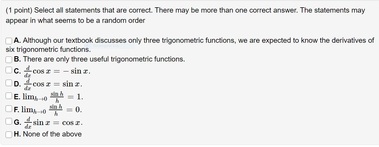 Solved (1 point) Select all statements that are correct. | Chegg.com