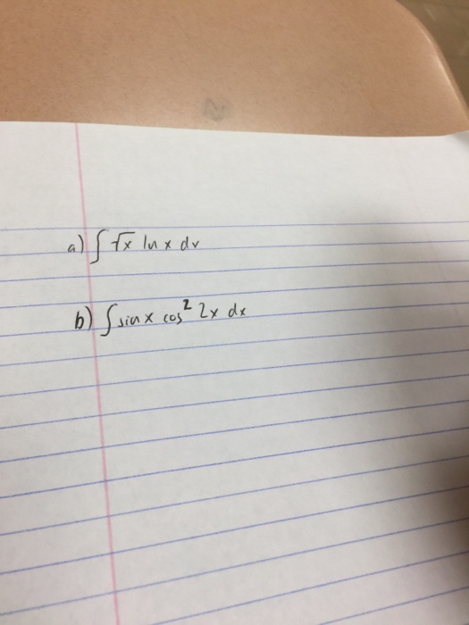 Solved Integral squareroot ln x dx integral sin x cos^2 xdx | Chegg.com
