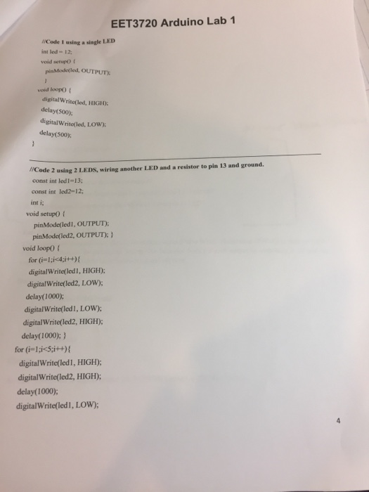 Solved EET3720 Arduino Lab 1 1. Introduction to various | Chegg.com