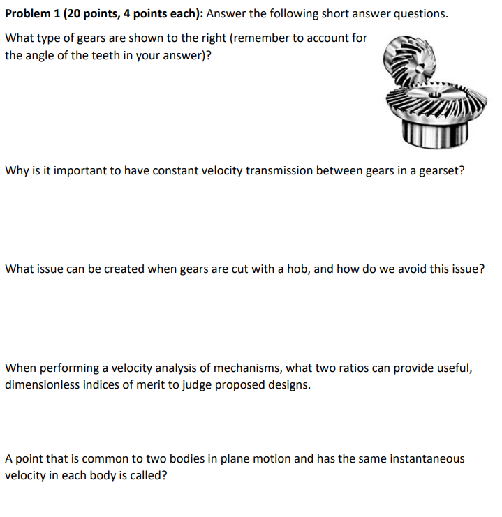 Solved Problem 1 (20 points, 4 points each): Answer the | Chegg.com