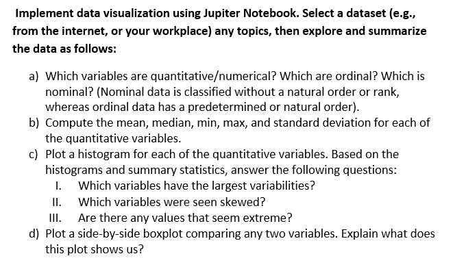 Solved Implement data visualization using Jupiter Notebook. | Chegg.com