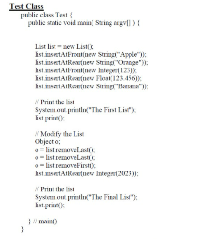 Solved Given the source code for the Node, List and Test | Chegg.com