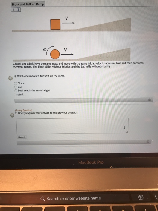 Solved Block and Ball on Ramp A block and a ball have the | Chegg.com