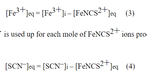 Solved [Fe3+]eq = [Fe3+];- [FENCS2+]eg (3) is used up for | Chegg.com