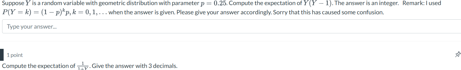 Solved Suppose Y is a random variable with geometric | Chegg.com