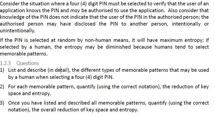 Solved Consider the situation where a four (4) digit PIN | Chegg.com