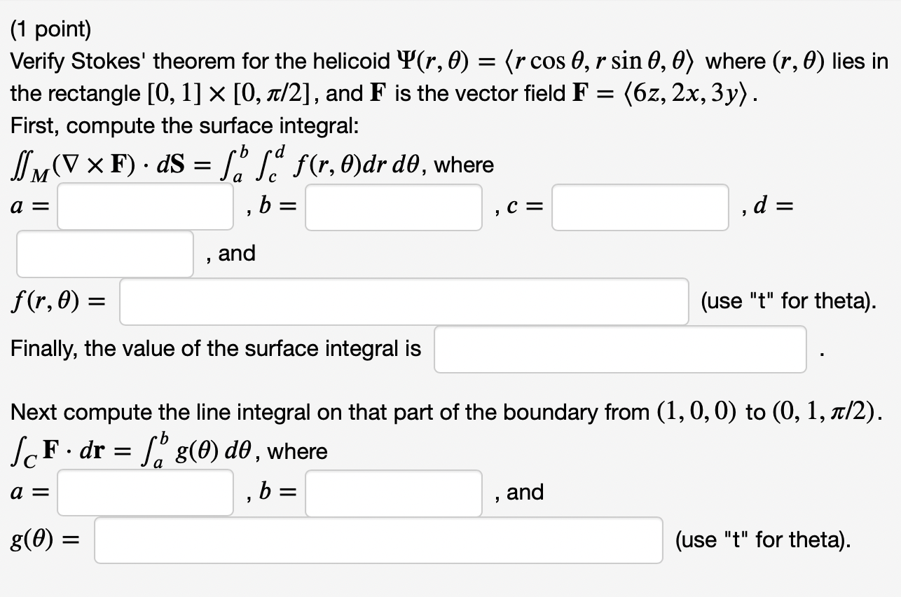 Solved Verify Stokes' theorem for the helicoid | Chegg.com