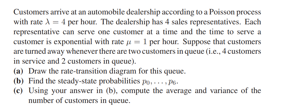 Problem on Queueing System****** I | Chegg.com