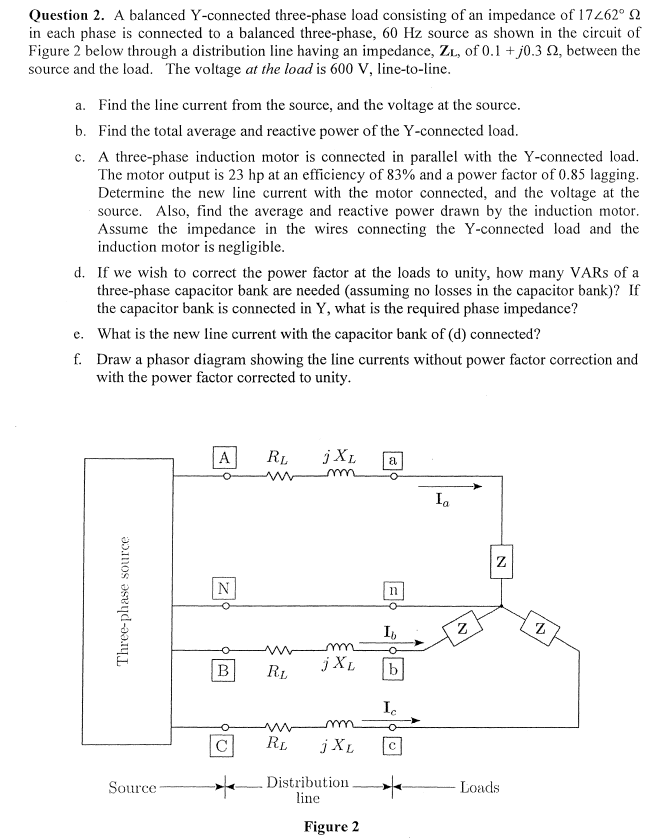 Solved A balanced Y-connected three-phase load consisting of | Chegg.com